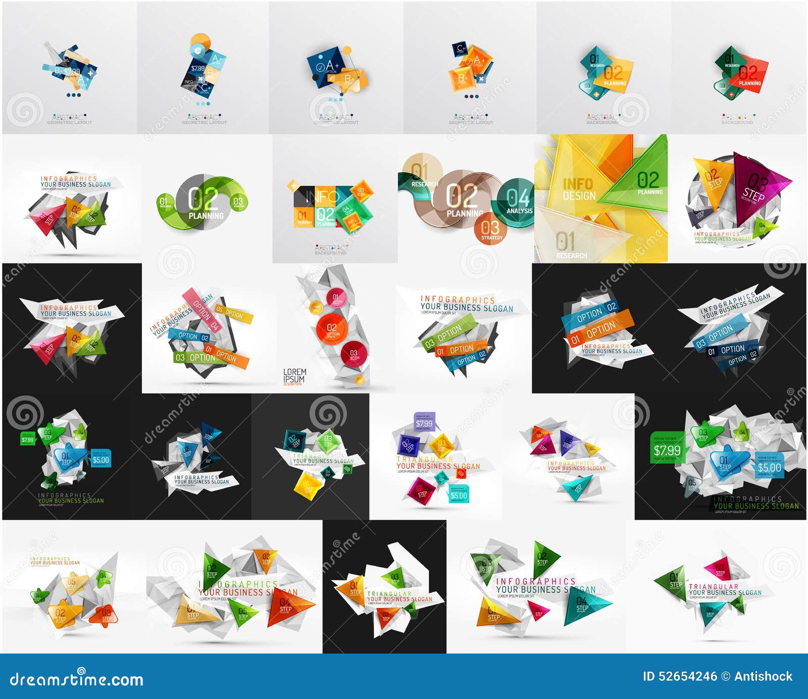 Mega Set of Abstract Geometric Web Banner Stock Vector - Illustration ...