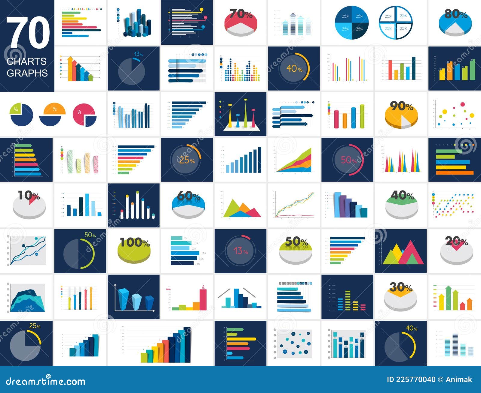 Mega Set of Charts, Graphs, Diagrams. Infographics Business Elements ...