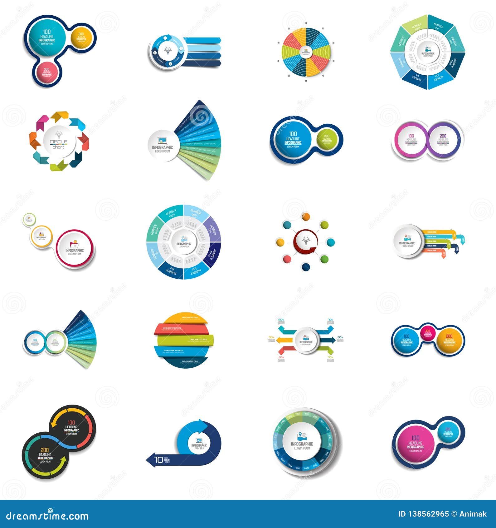 Round Infographic 4 Steps Net Flow Chart. Diagram, Graph, Chart ...