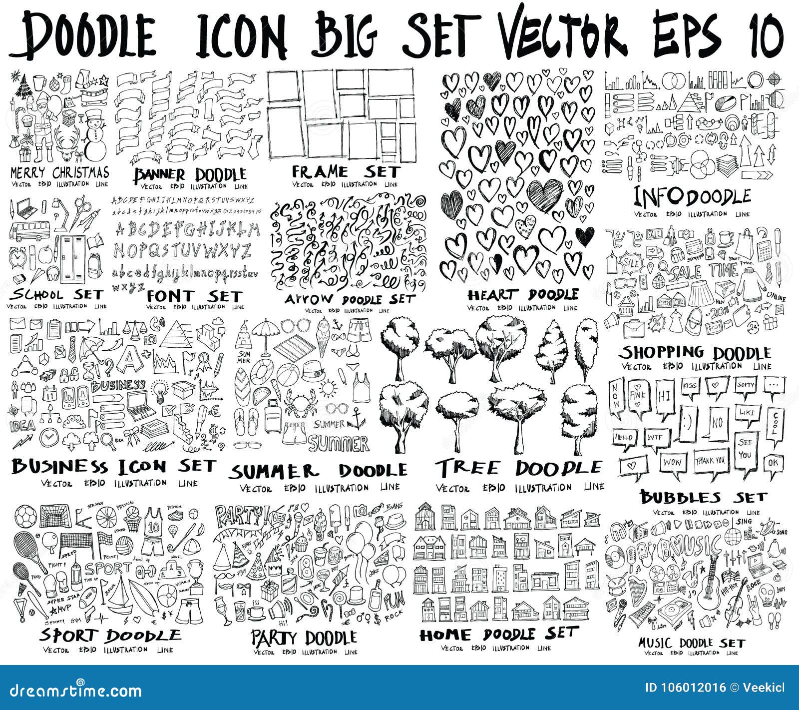 MEGA Set of Doodles Vector. Super Collection Stock Vector ...