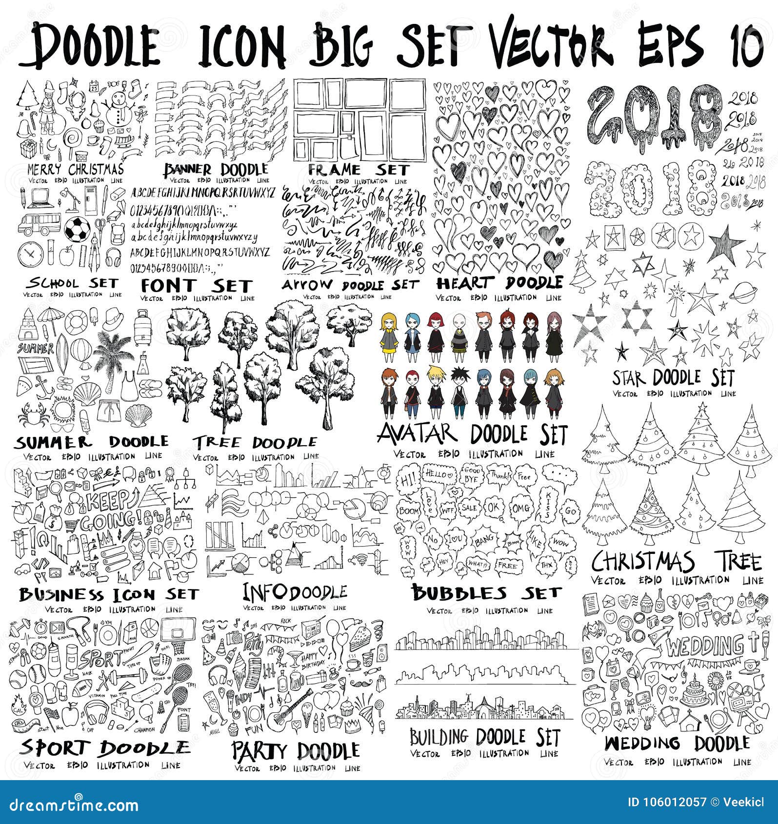 MEGA Set of Doodles Vector. Super Collection Stock Illustration ...