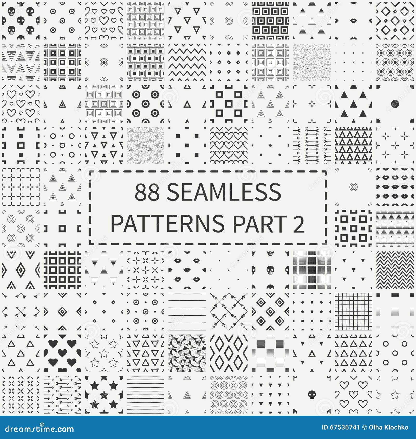 Mega Set of 88 Monochrome Geometric Universal Different Seamless ...