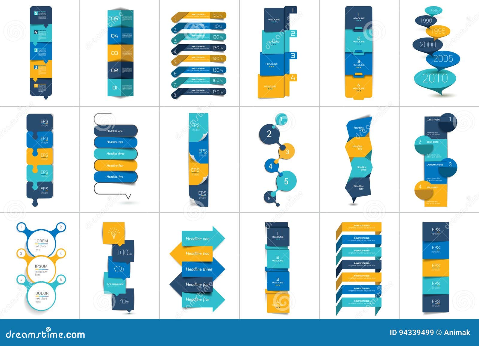 Mega Set of Option Step by Step Vertical Schedule, Tab, Banner, Bar ...