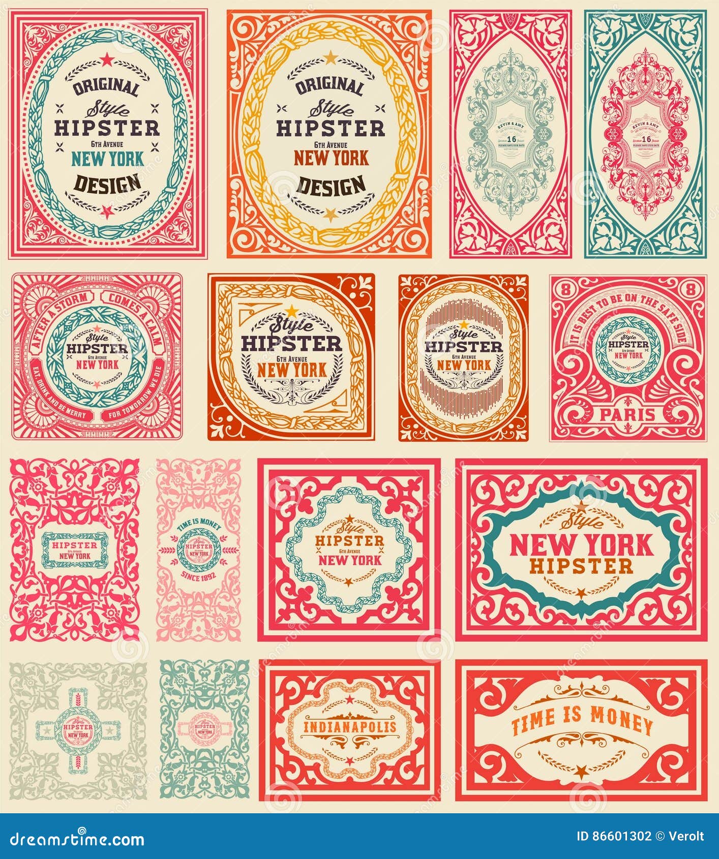 Mega Set of Retro Cards. stock vector. Illustration of shield - 86601302