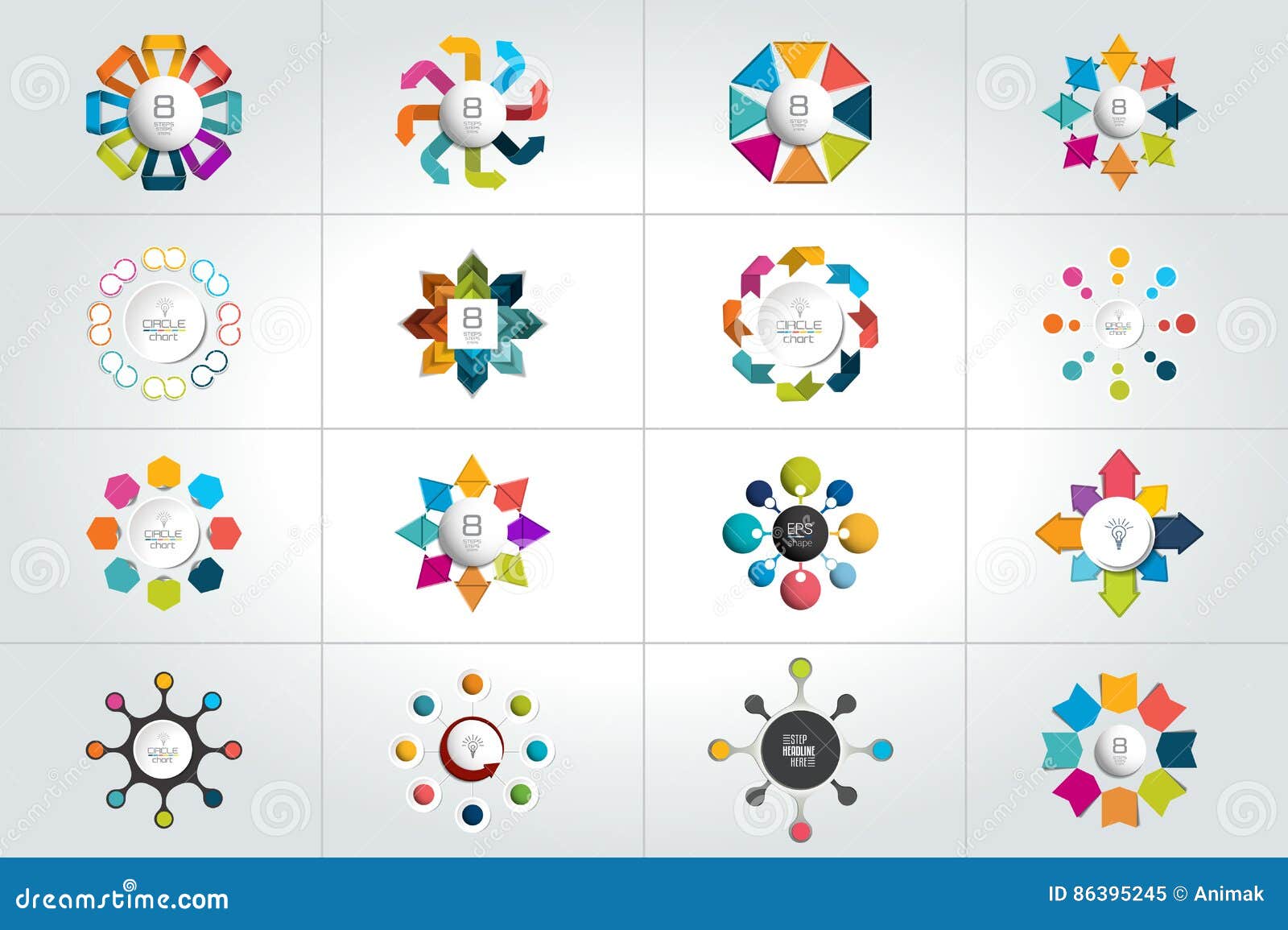 Mega Set of 8 Steps Circle, Round Infographic Templates, Diagrams ... Mega Set of 8 Steps Circle, Round Infographic Templates, Diagrams ...
