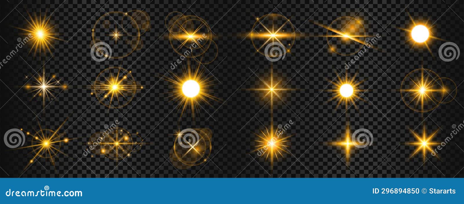 Mega Set of Transparent Glitter Element Background with Lighting Effect ...