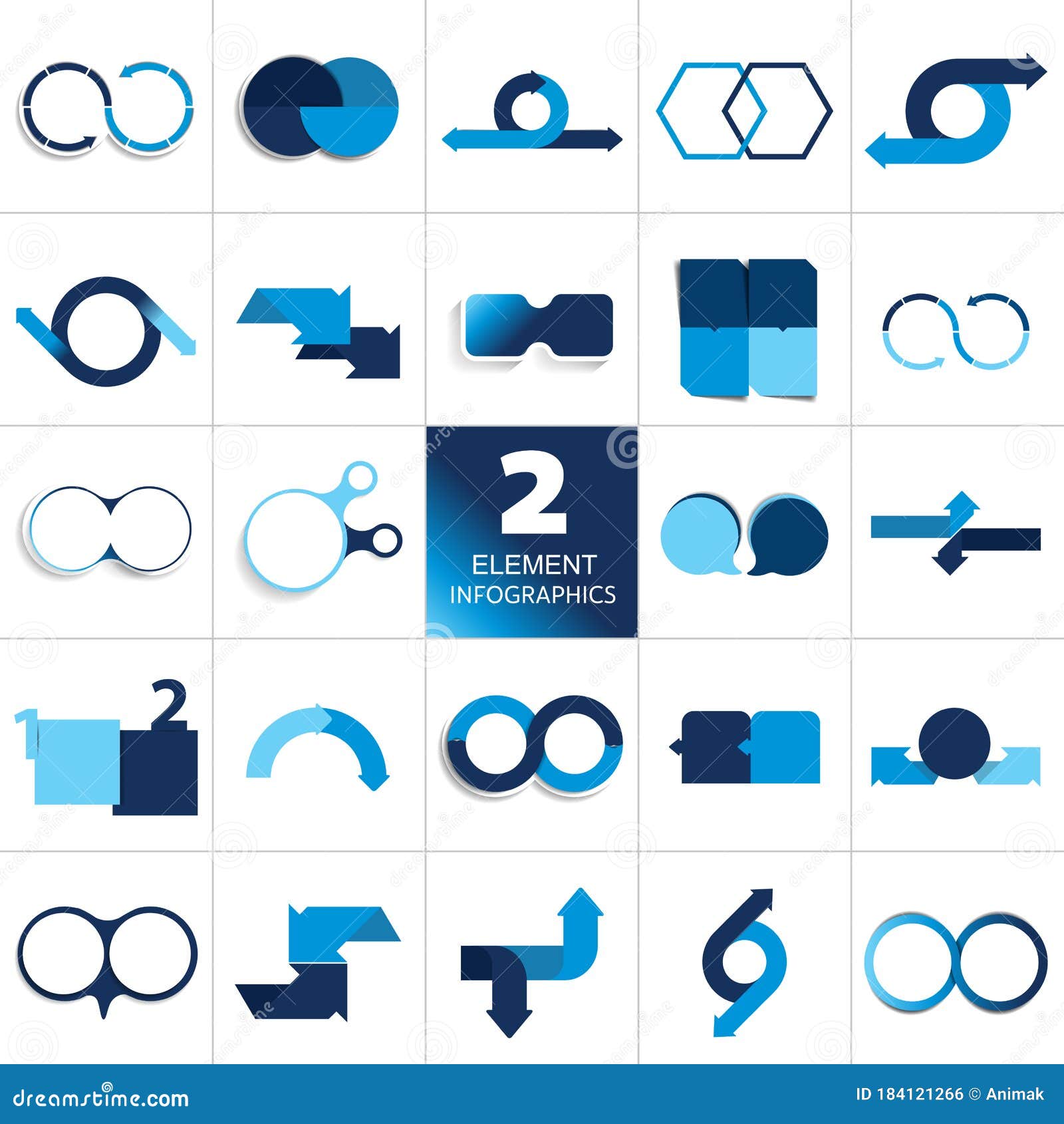 Mega Set of Two Element Infographics. Two Step Charts, Schemes Stock ...