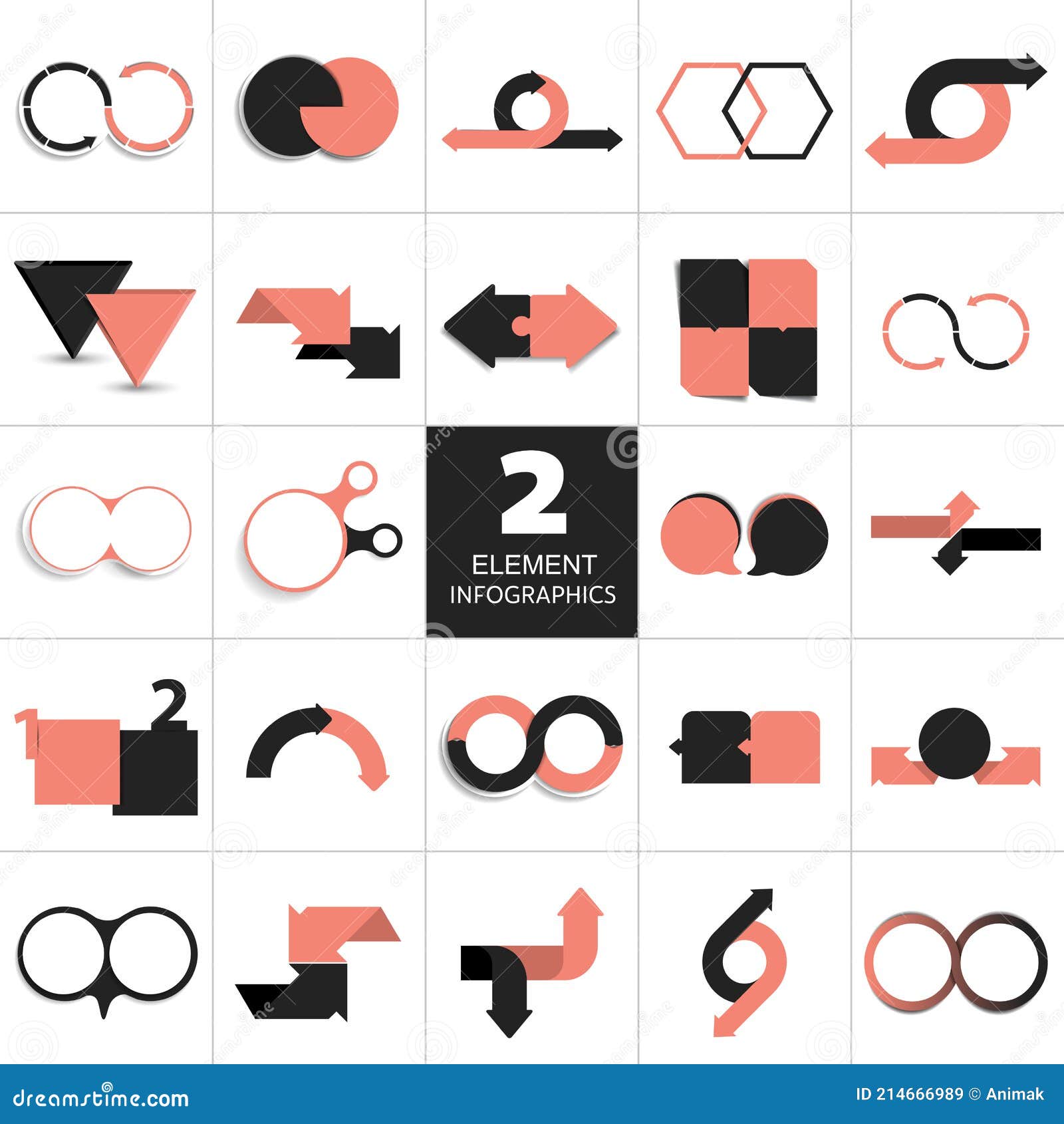 Mega Set of Two Element Infographics. Two Step Charts, Schemes Stock ...