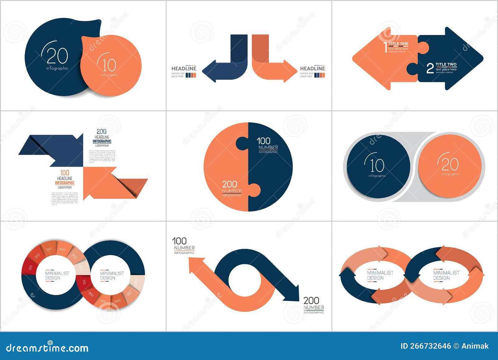 Mega Set of Two Elements, Steps Chart, Diagram, Scheme. Circle, Round ...