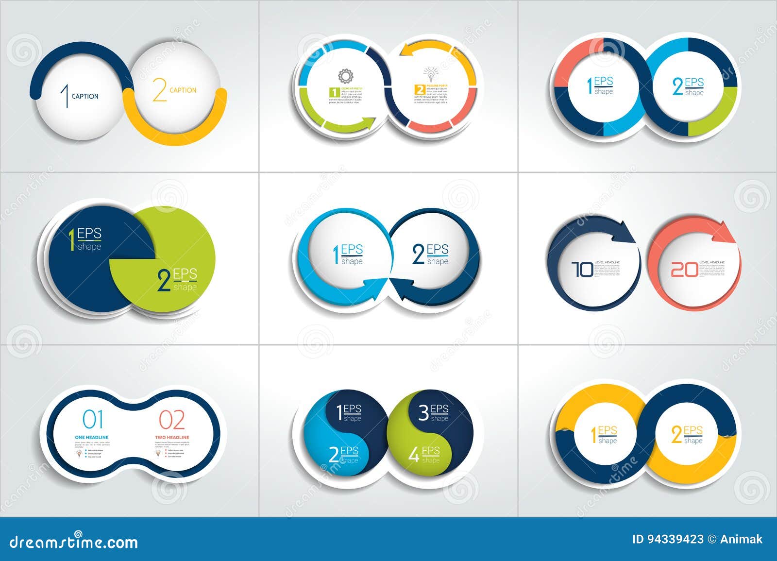 Mega Set of Two Elements, Steps Chart, Diagram, Scheme. Stock Vector ...