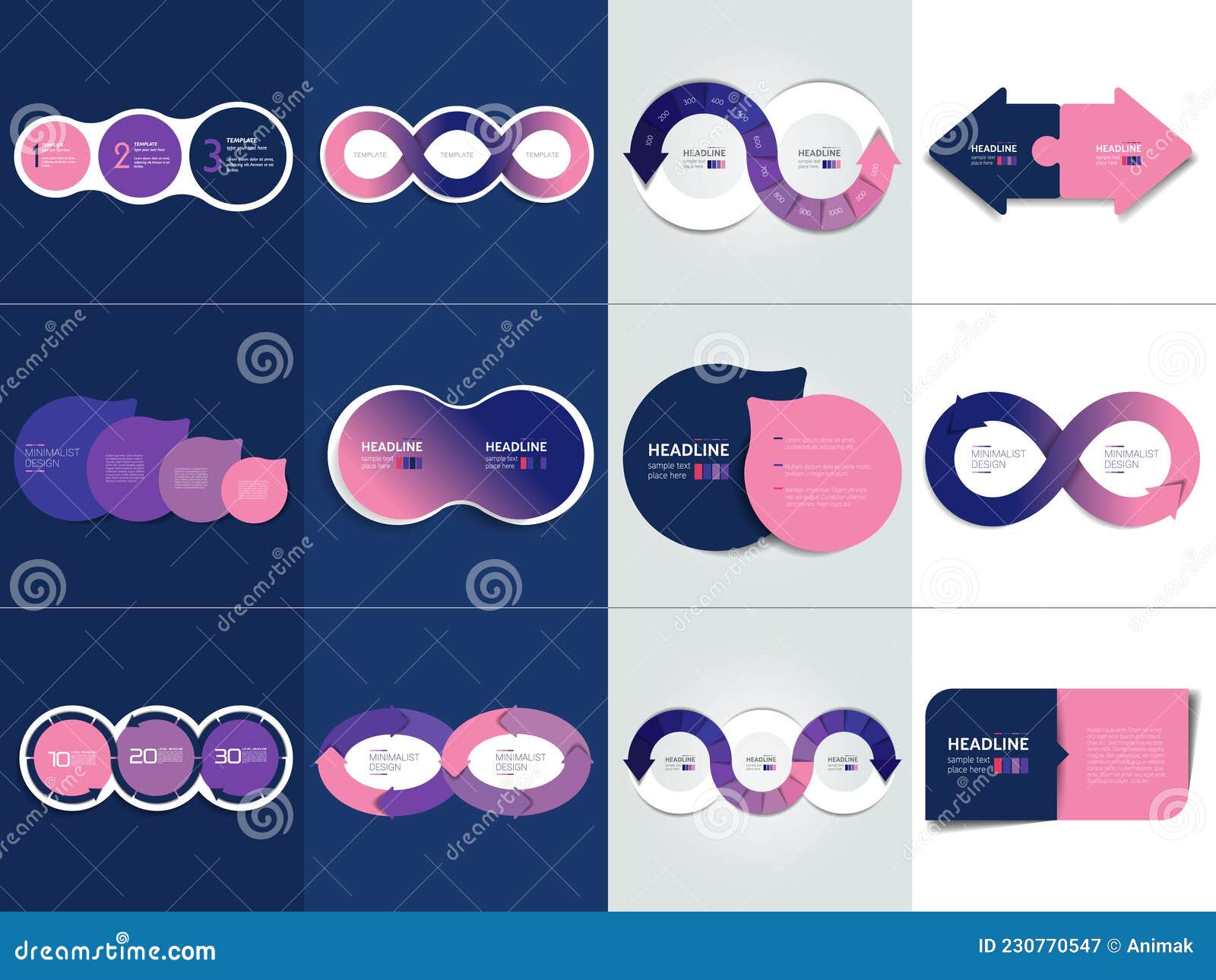 Mega Set of Two, Three Steps Infographic Templates, Diagrams, Graph ...
