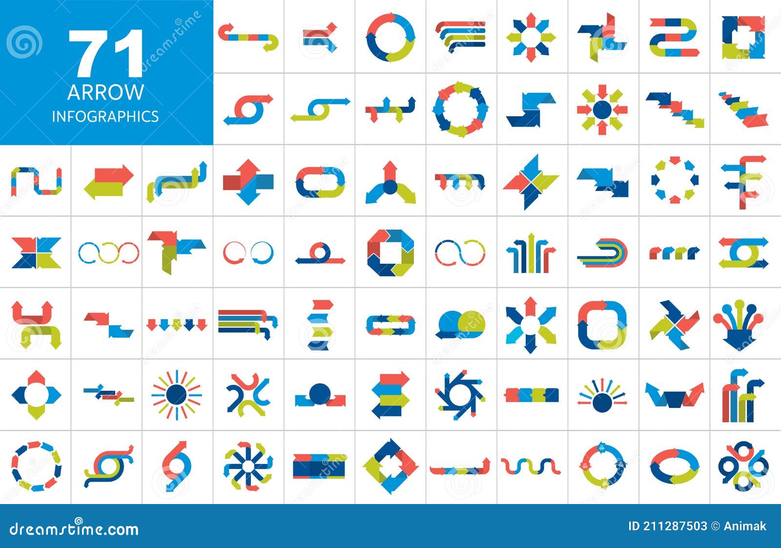 Mega Set Of Various Flowcharts Schemes, Diagrams. Simply Color Editable ...