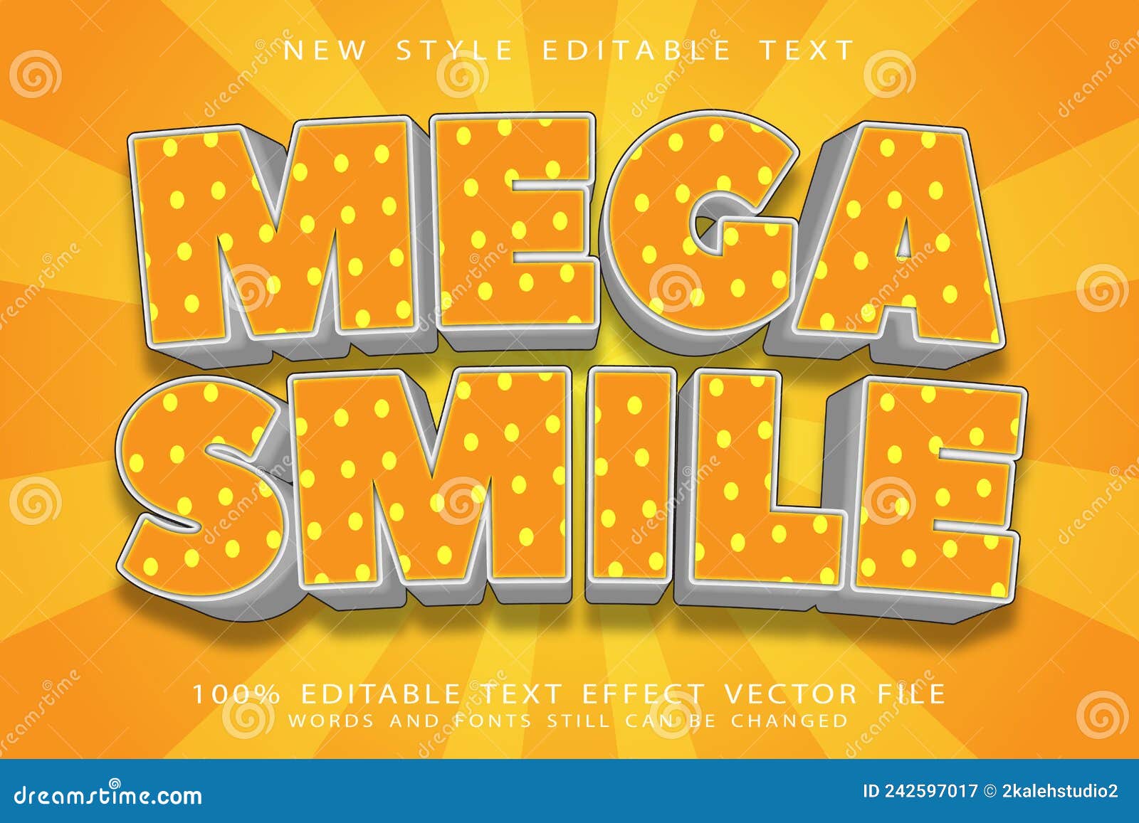 Mega Smile Editable Text Effect Emboss Modern Style Stock Vector ...
