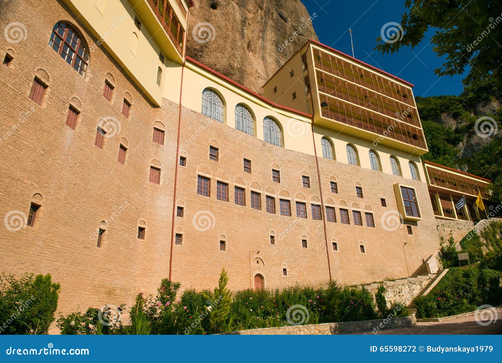 Mega Spileo. stock photo. Image of mountain, monastery - 65598272