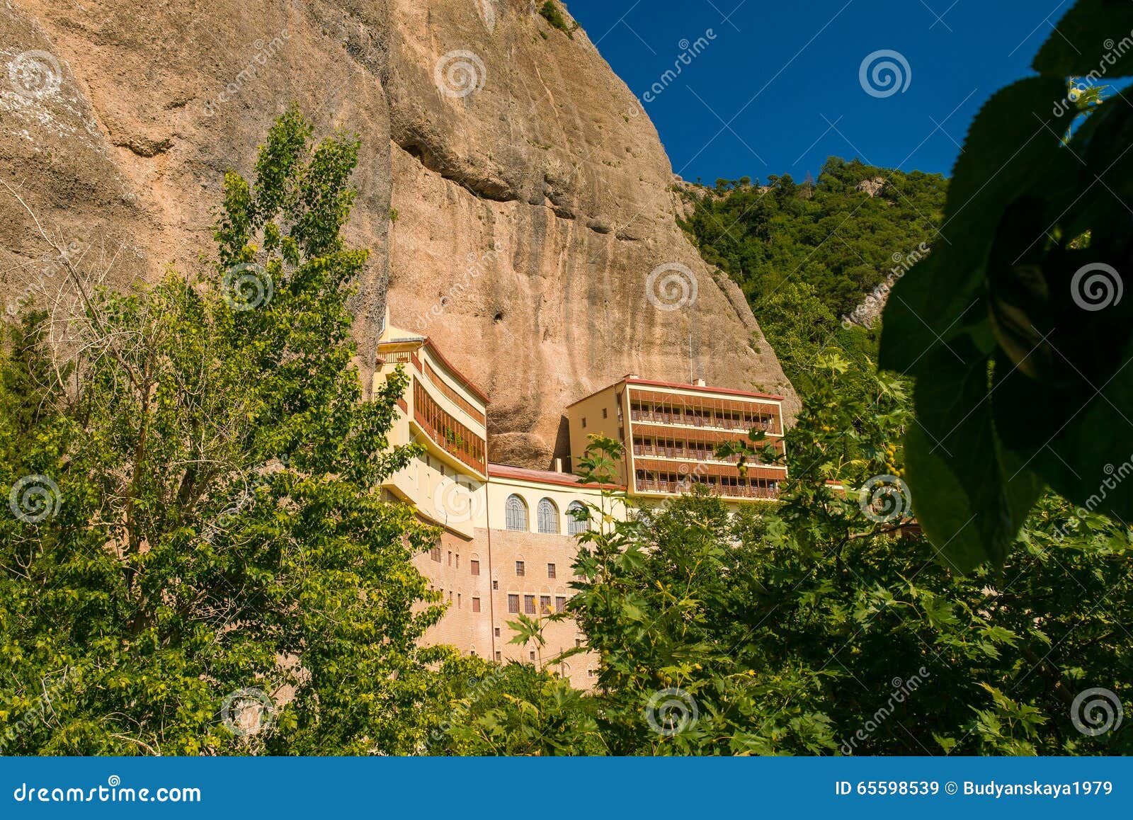 Mega Spileo. stock image. Image of mountain, monastery - 65598539