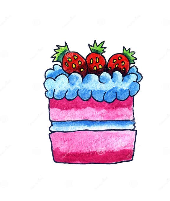 Mega Strawberry Cake stock illustration. Illustration of birthday ...