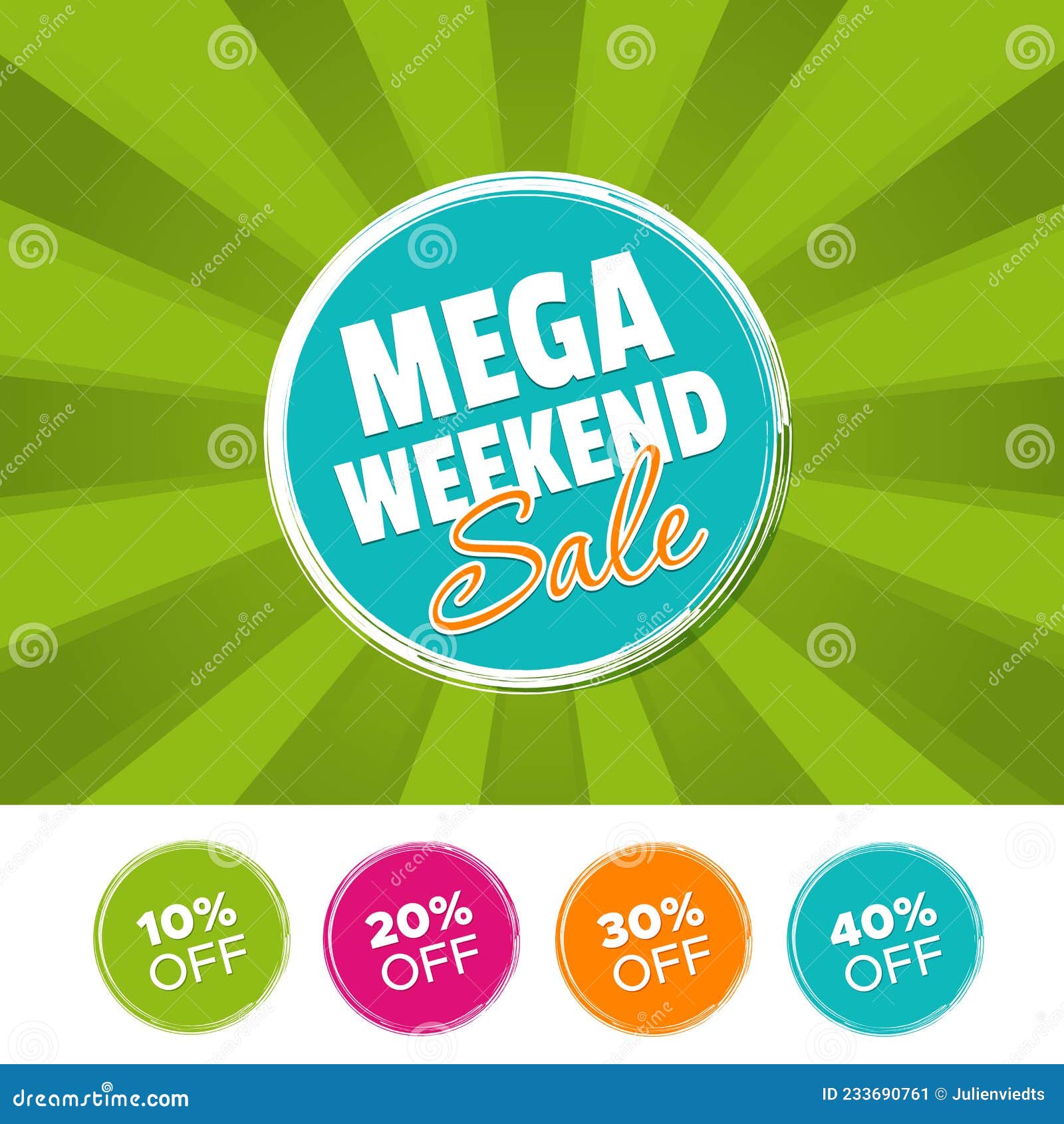 Mega Weekend Sale Color Banner and 10 , 20 , 30 Stock Illustration ...