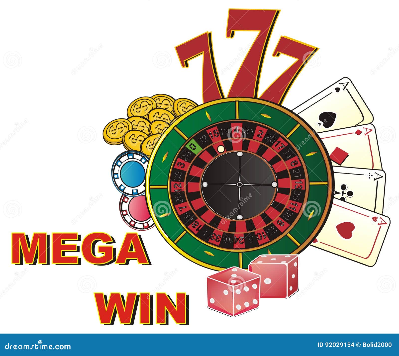 Casino Mega Win Signboard, Game Banner Design. Vector Illustration ...