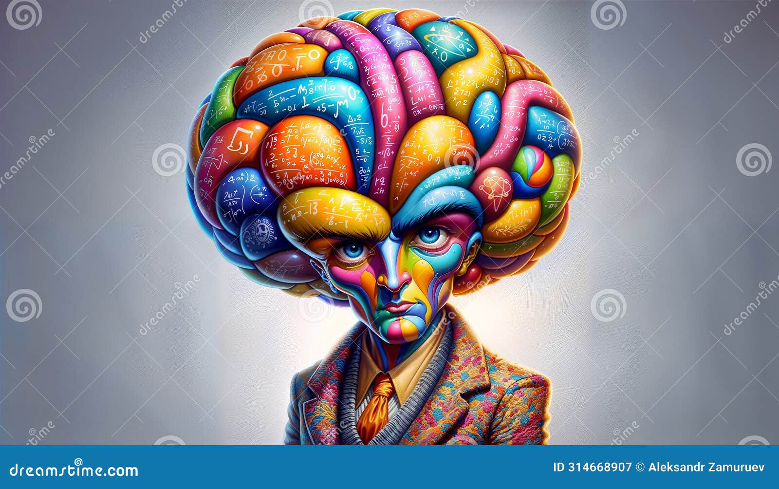 Megabrain Cartoon Character. Genius Scientist Mathematician Physicist ...