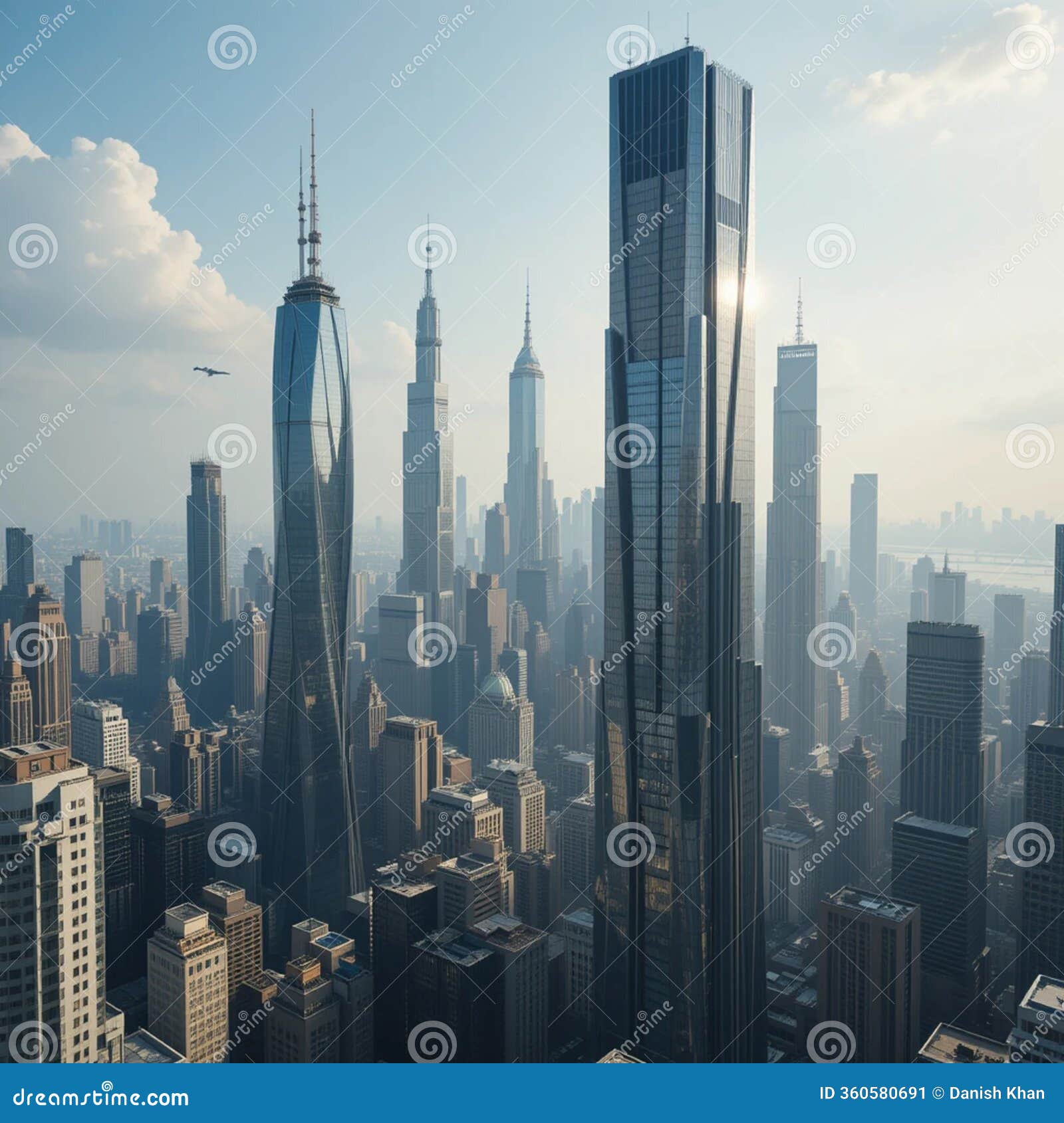 Skyscrapers Of Megacity At Sunset. Business Life Of A Big City. Bottom ...