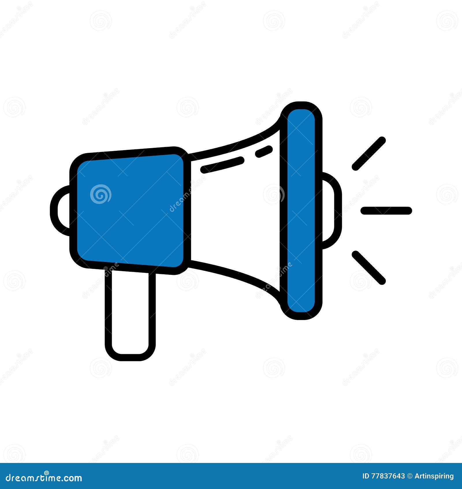 Megafone azul isolado ilustração do vetor. Ilustração de preto - 77837643