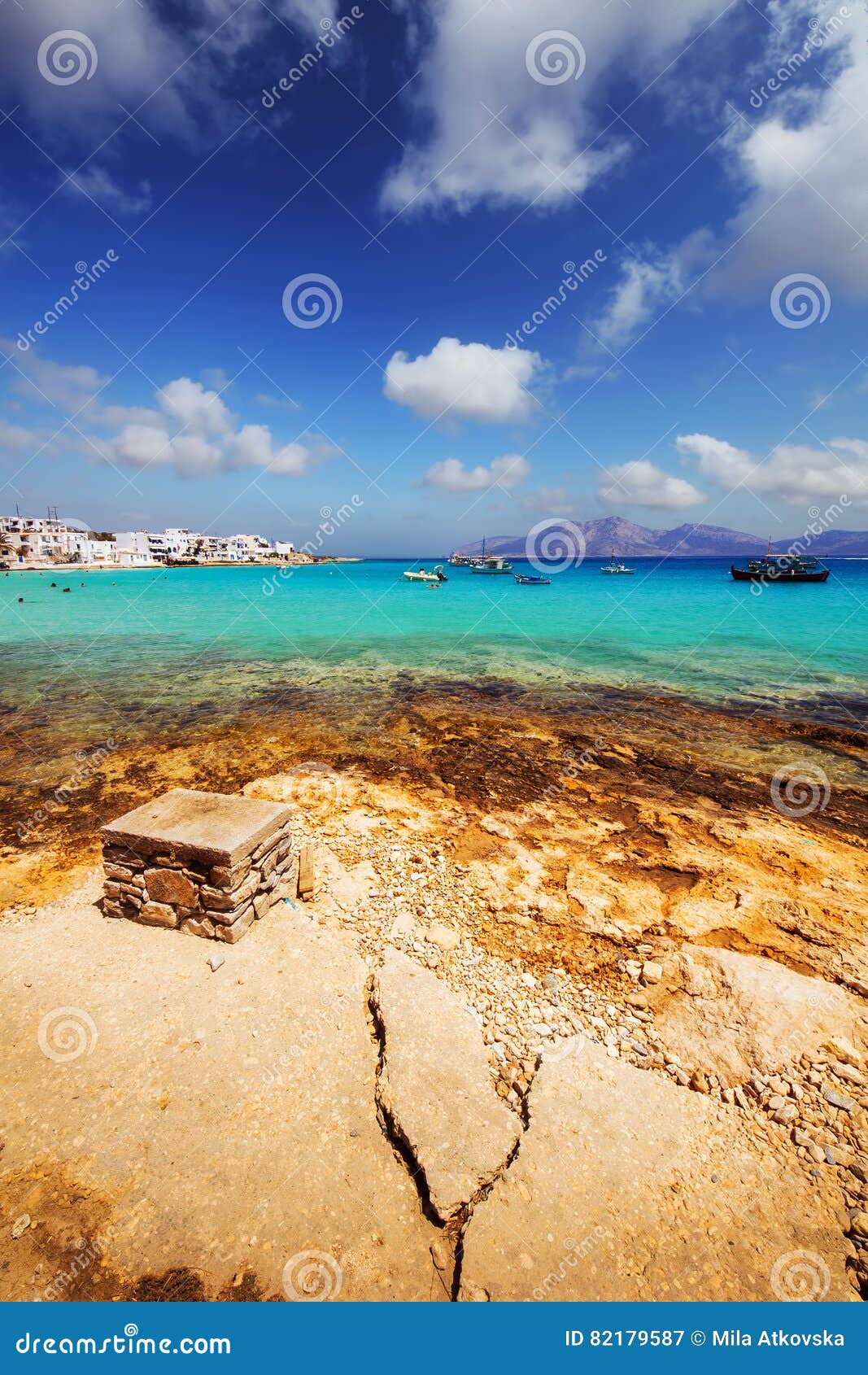 Megali Ammos Beach and Port in Chora, Pano Koufonisi Stock Image ... Megali Ammos Beach and Port in Chora, Pano Koufonisi Stock Image ...