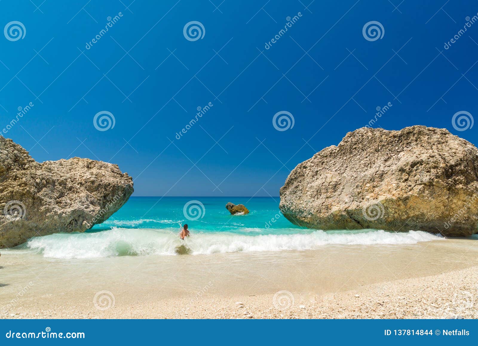 Megali Petra Beach on Lefkas Island Stock Photo - Image of ocean ...