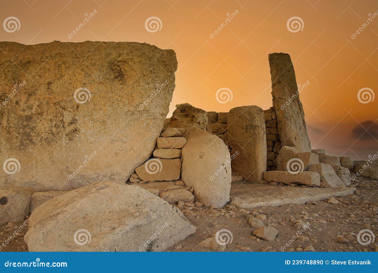 Megalith Forms Wall in Neolithic Temple Stock Photo - Image of site ...
