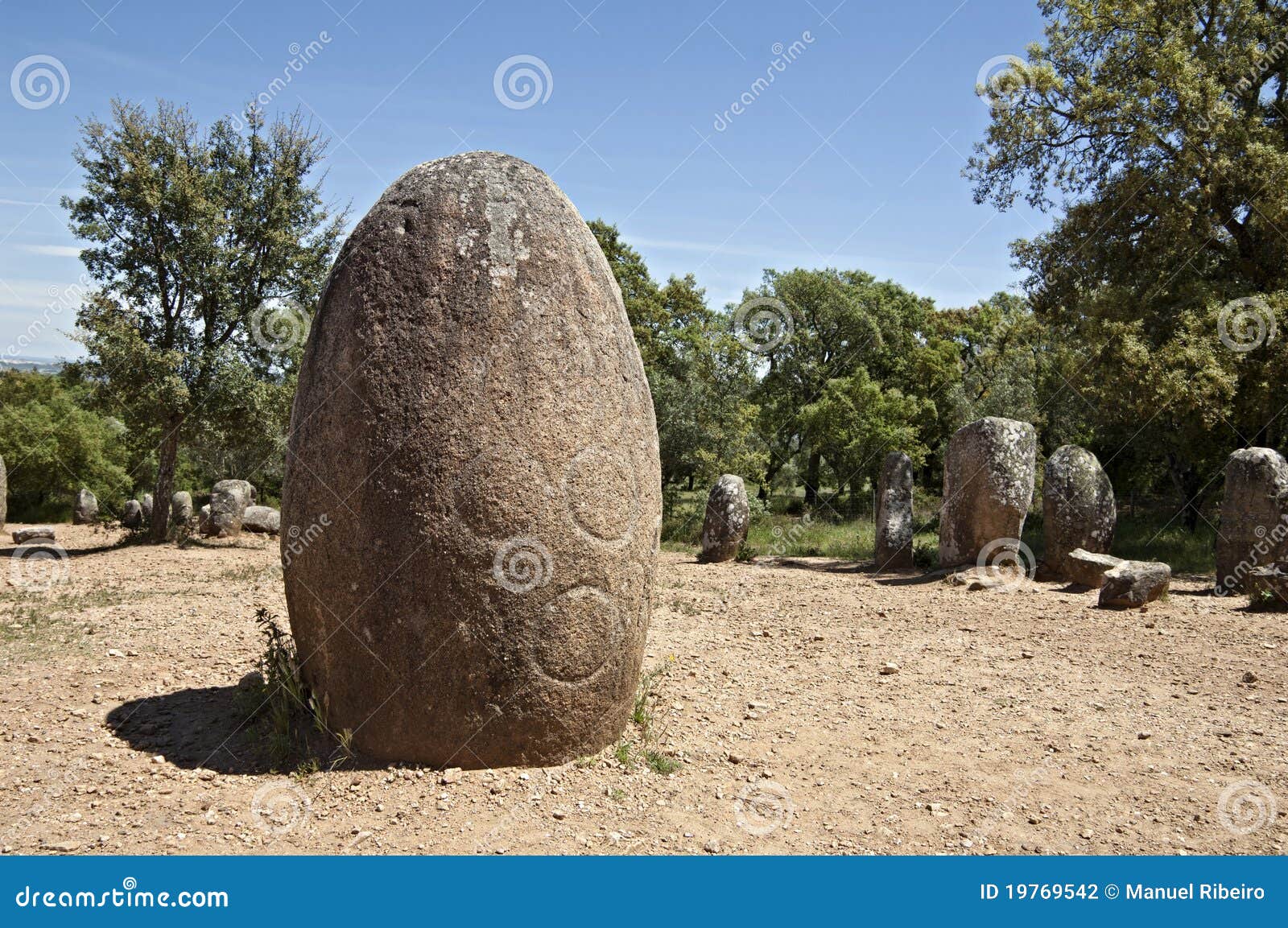 Megalithic Monument of Almendres, Evora Stock Photo - Image of ...