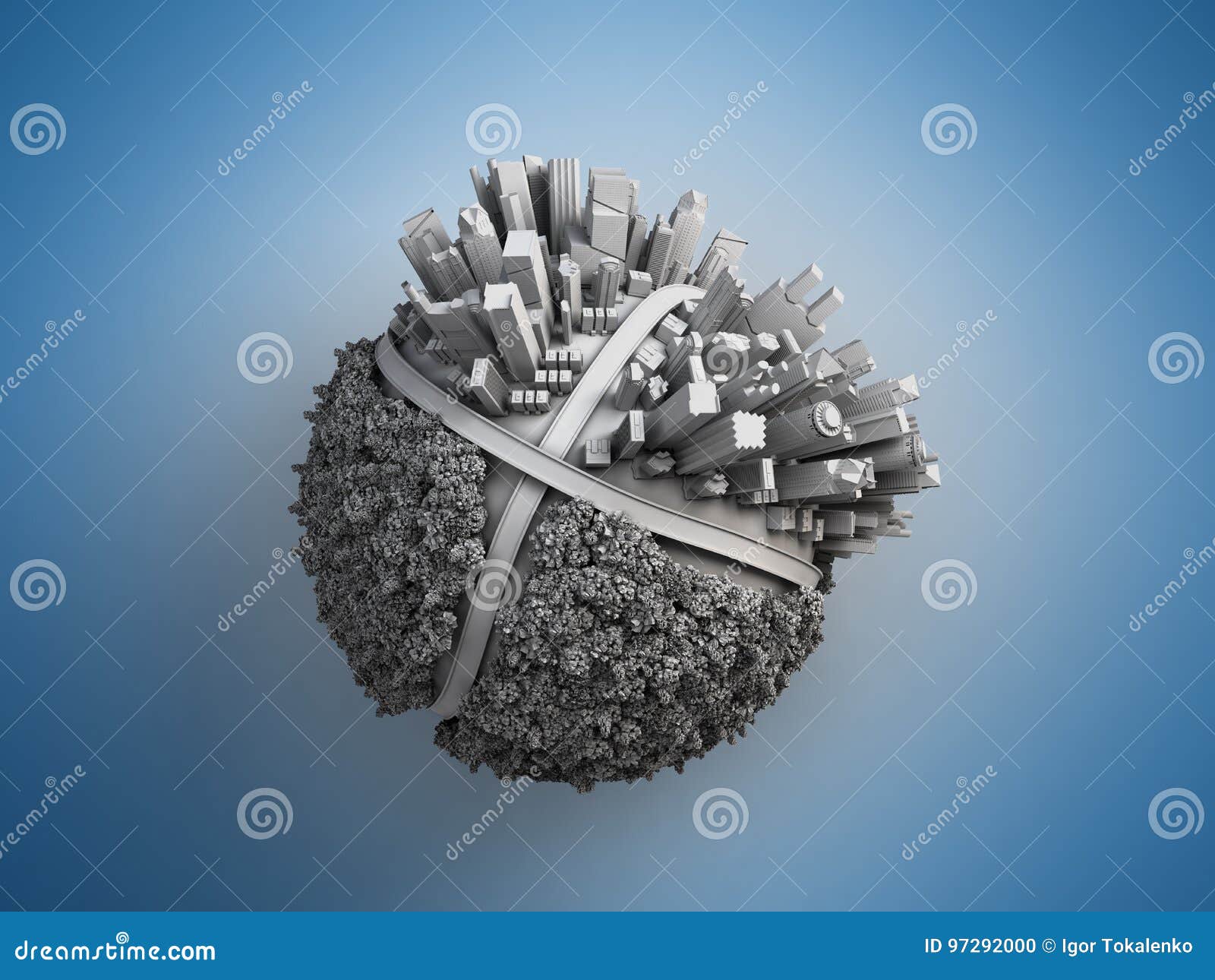 Megalopolis Aerial View 3d Render Image Stock Illustration ...