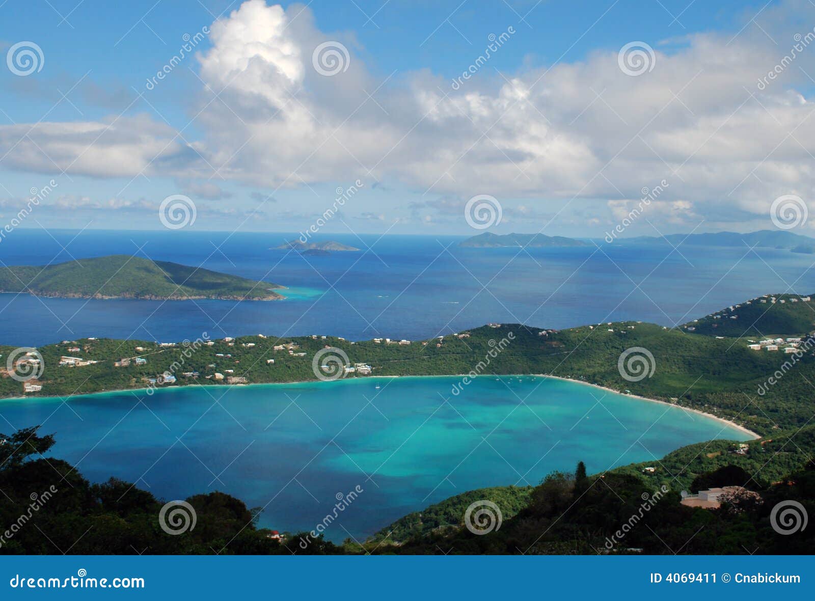 Megans Bay Beach Saint Thomas from Mountain Top Stock Image - Image of ...