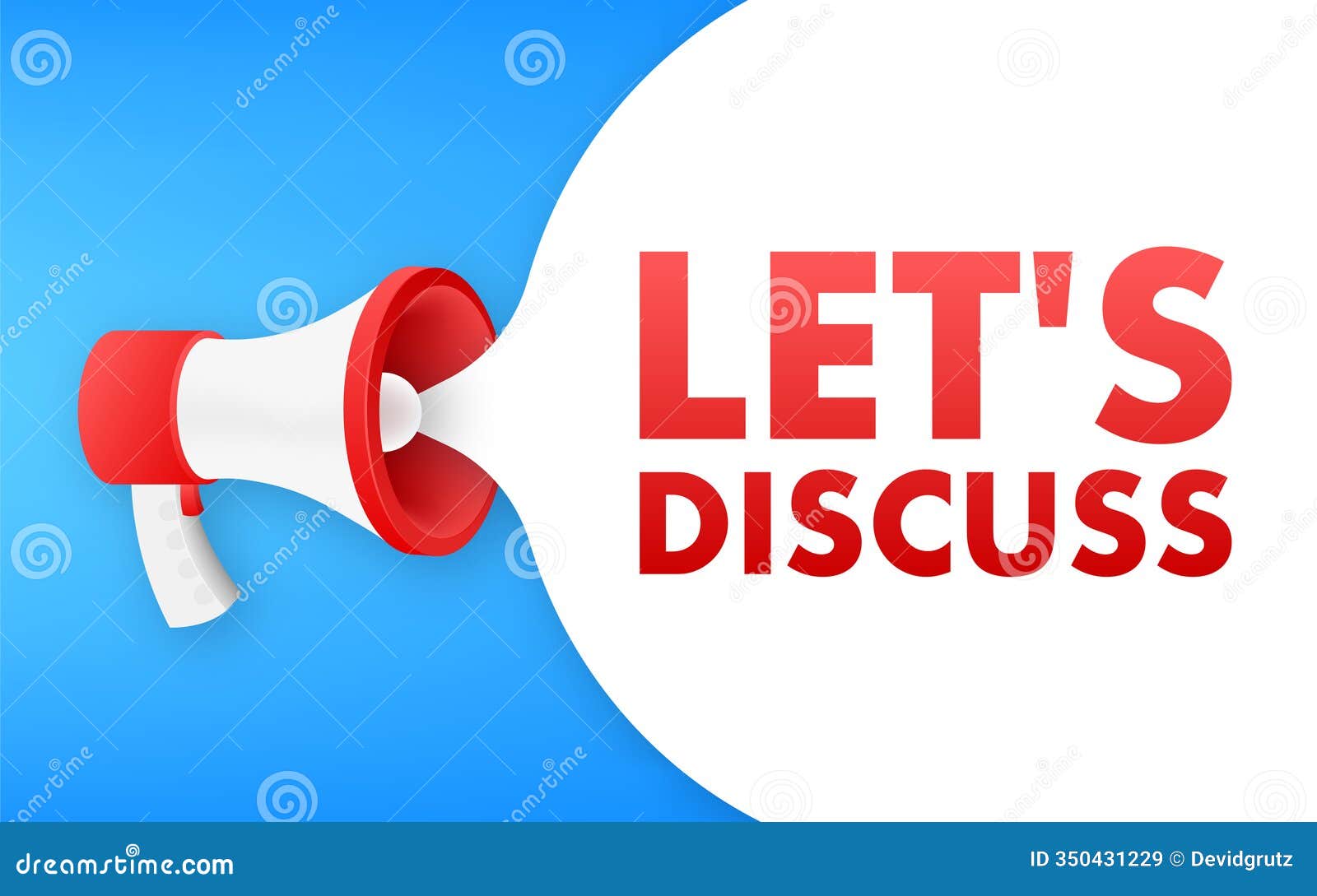 Megaphone Announcing Let S Discuss on Blue Background Stock ...
