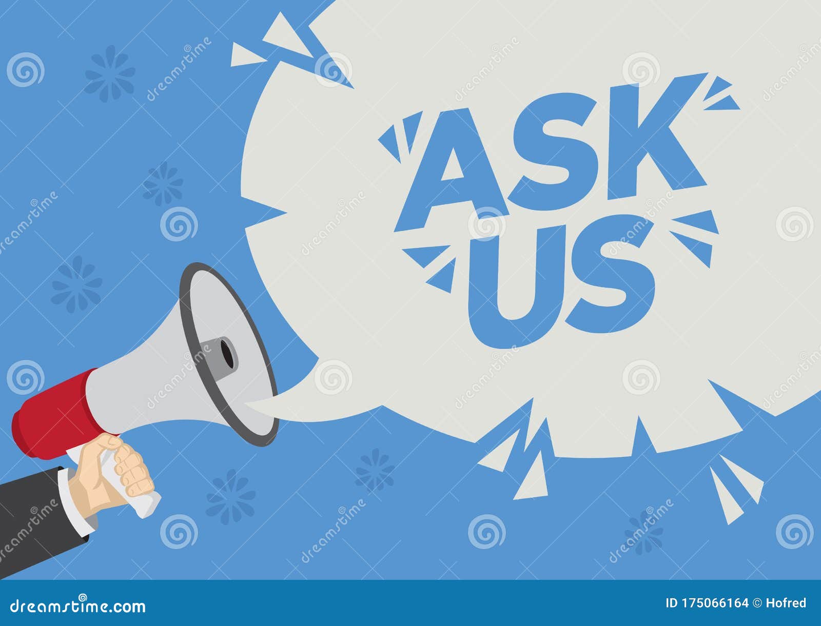 Megaphone with Ask Us Inside a Speech Bubble. Concept of Customer ...