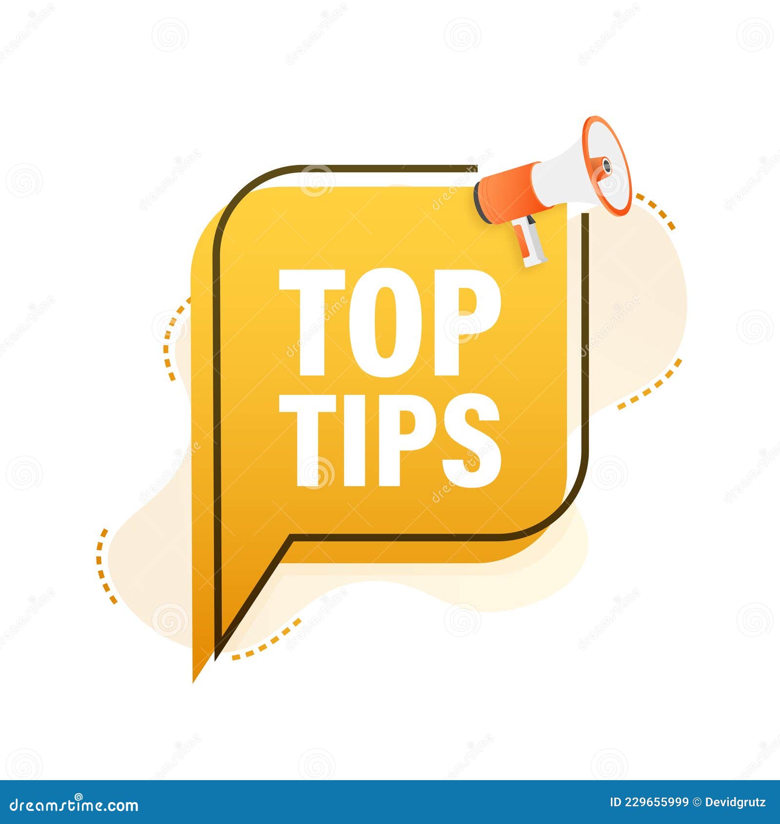 Megaphone Banner with Text Top Tips. Vector Illustration. Stock Vector ...