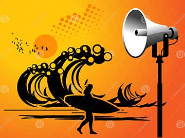 Megaphone on beach stock vector. Illustration of announce - 22908856