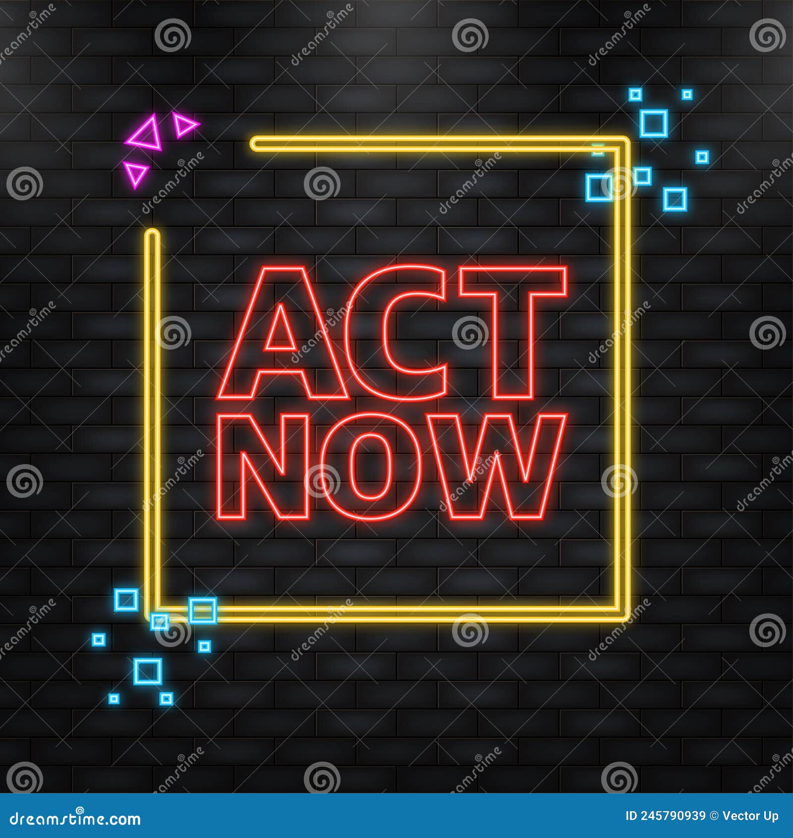 Megaphone Blue Banner with Act Now Sign. Vector Illustration. Stock ...