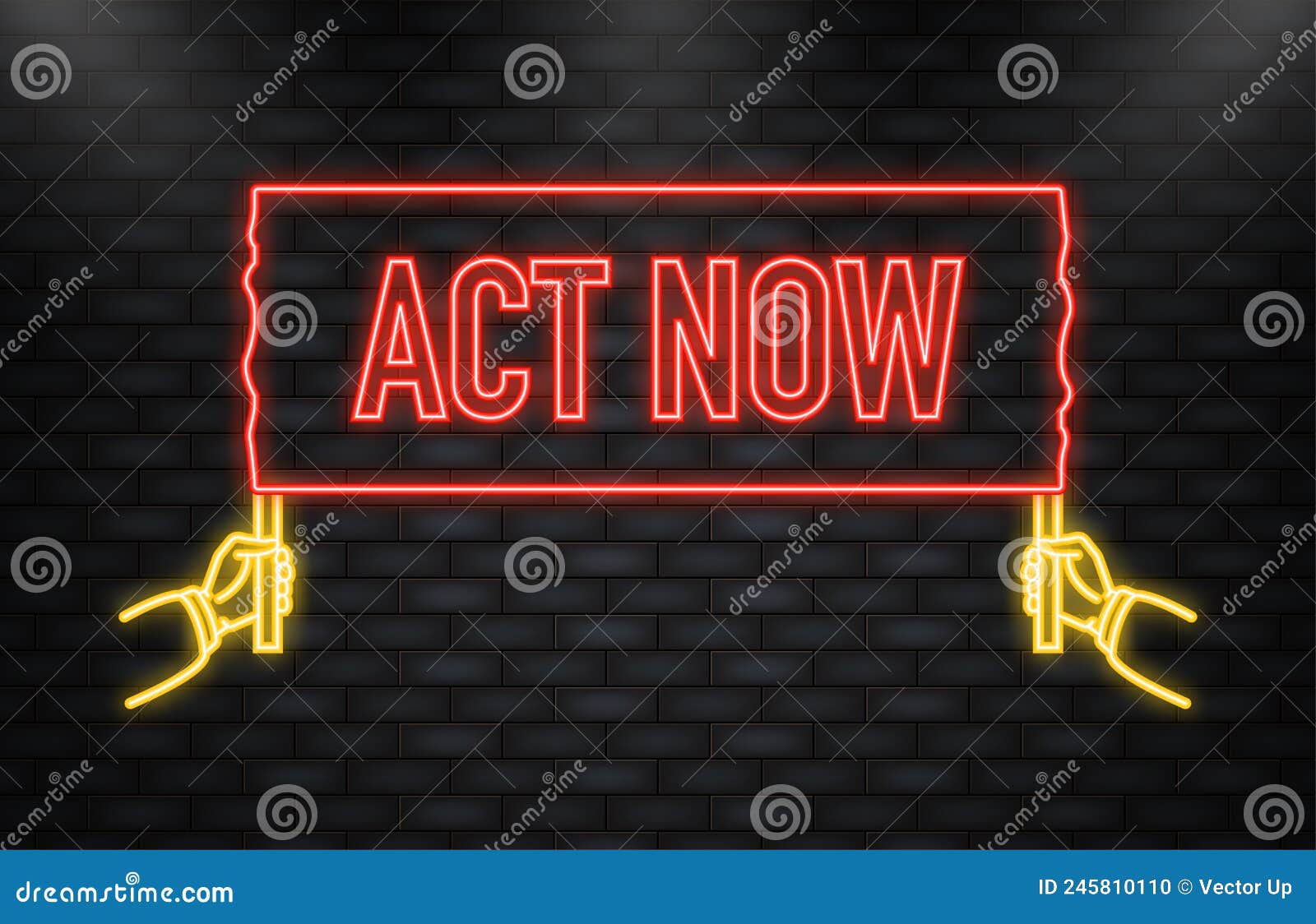 Megaphone Blue Banner with Act Now Sign. Vector Illustration. Stock ...