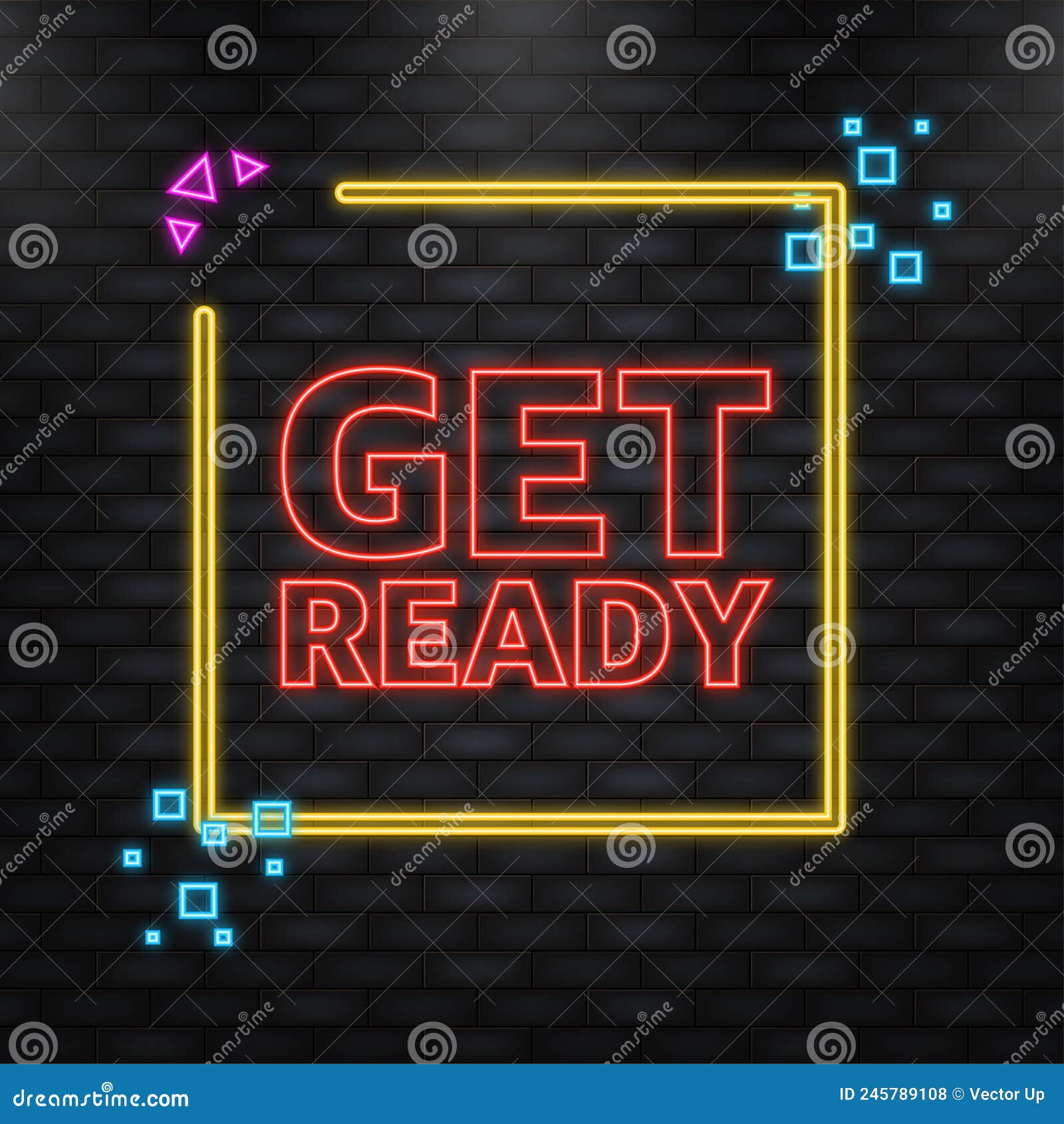 Megaphone Blue Banner with Get Ready Sign. Vector Illustration Stock ...