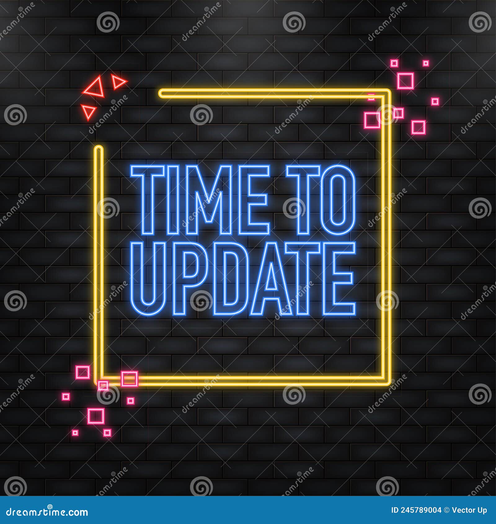 Megaphone Blue Banner with Time To Update Sign. Vector Illustration ...