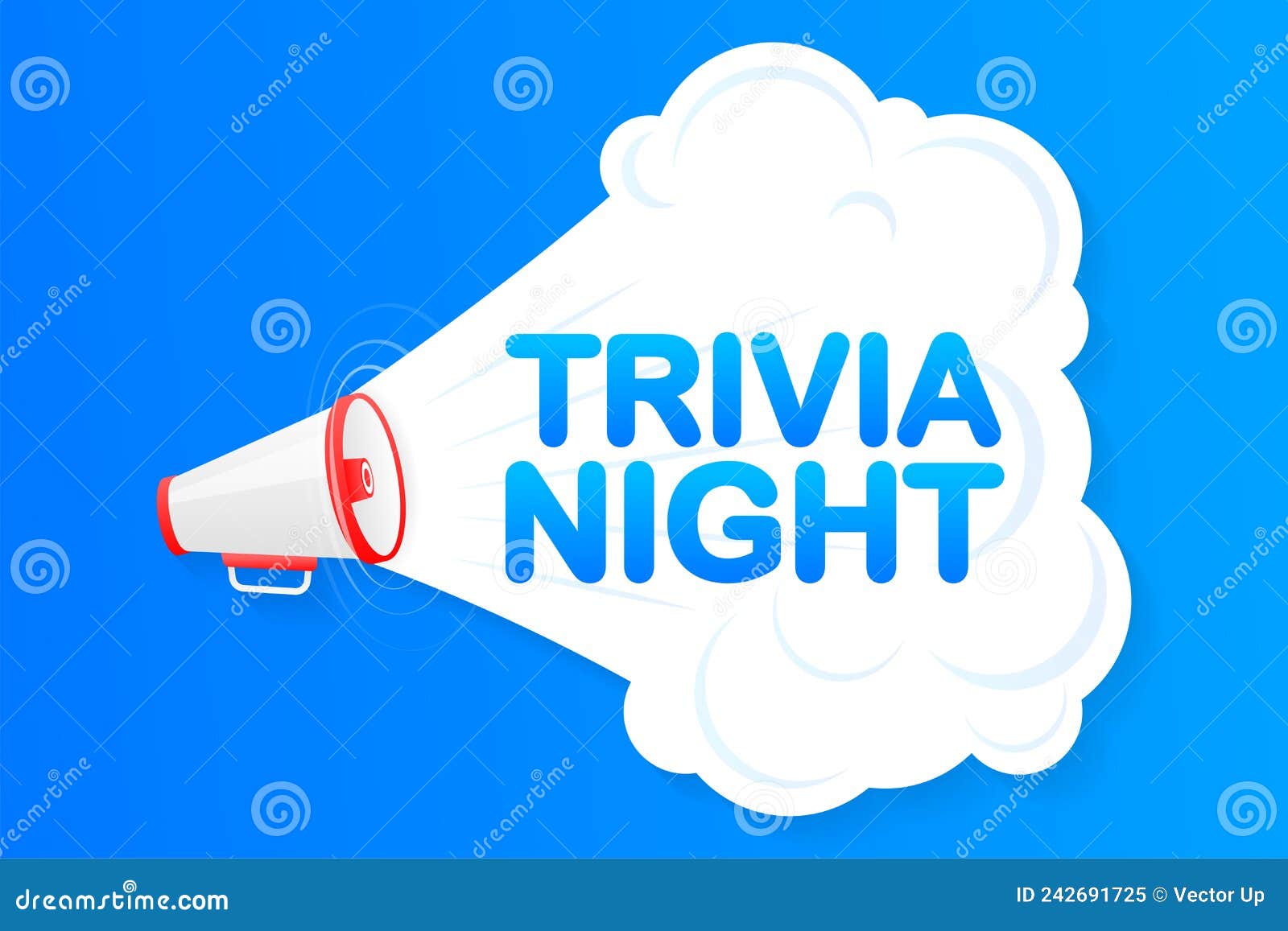Megaphone Blue Banner with Trivia Night Sign. Vector Illustration Stock ...