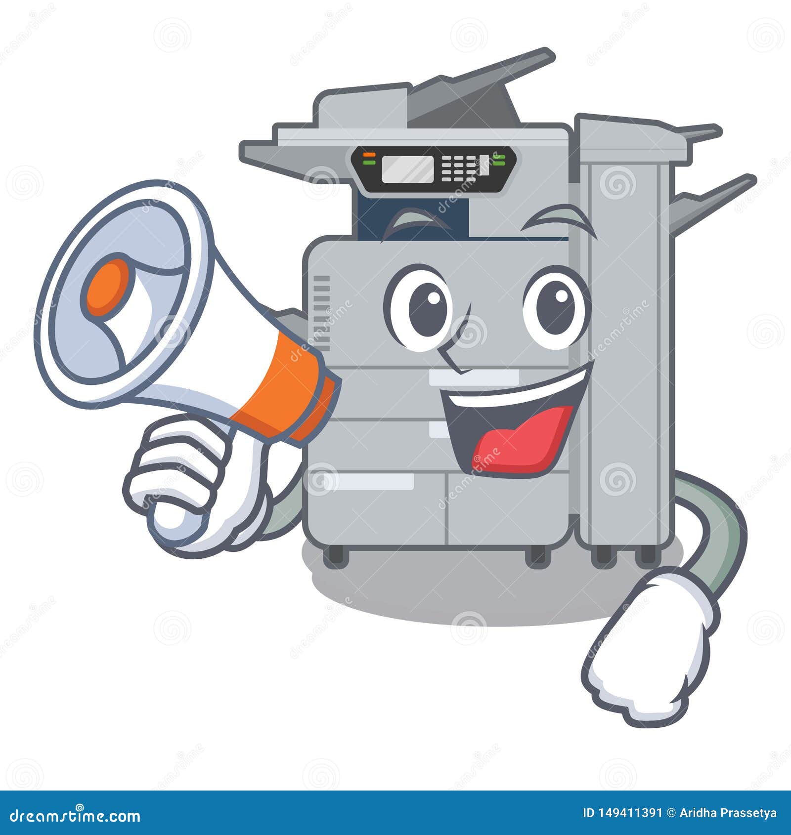 With Megaphone Copier Machine in the Cartoon Shape Stock Vector ...