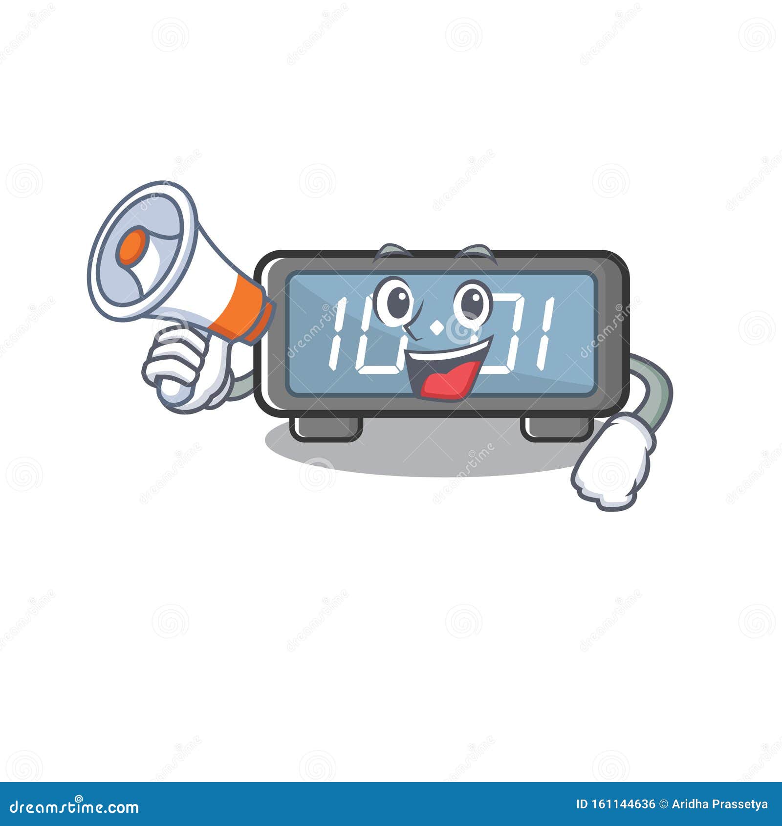 With Megaphone Digital Clock Isolated in the Mascot Stock Vector ...