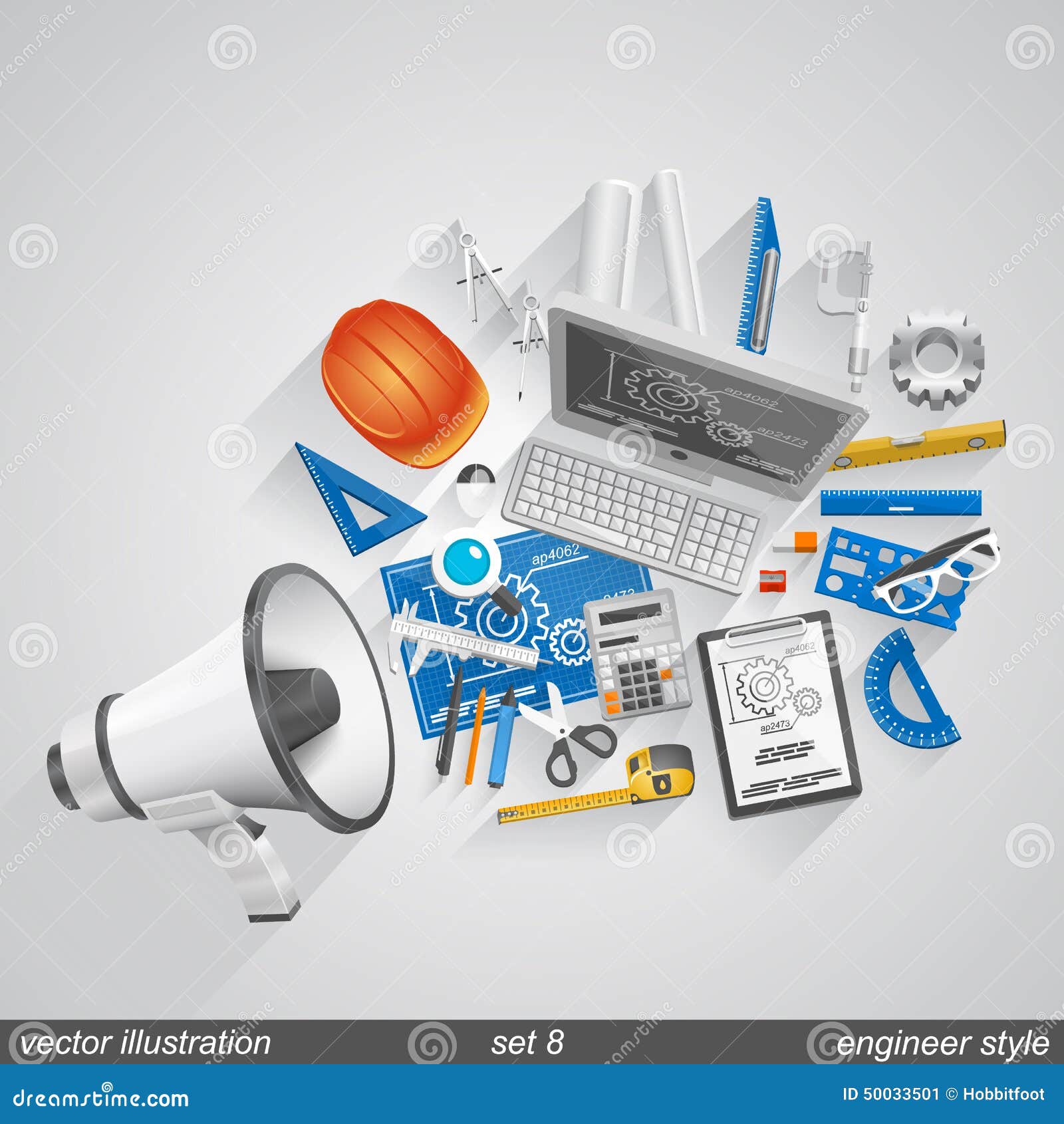 Megaphone Engineer Style Set 8 Stock Vector - Illustration of files ...