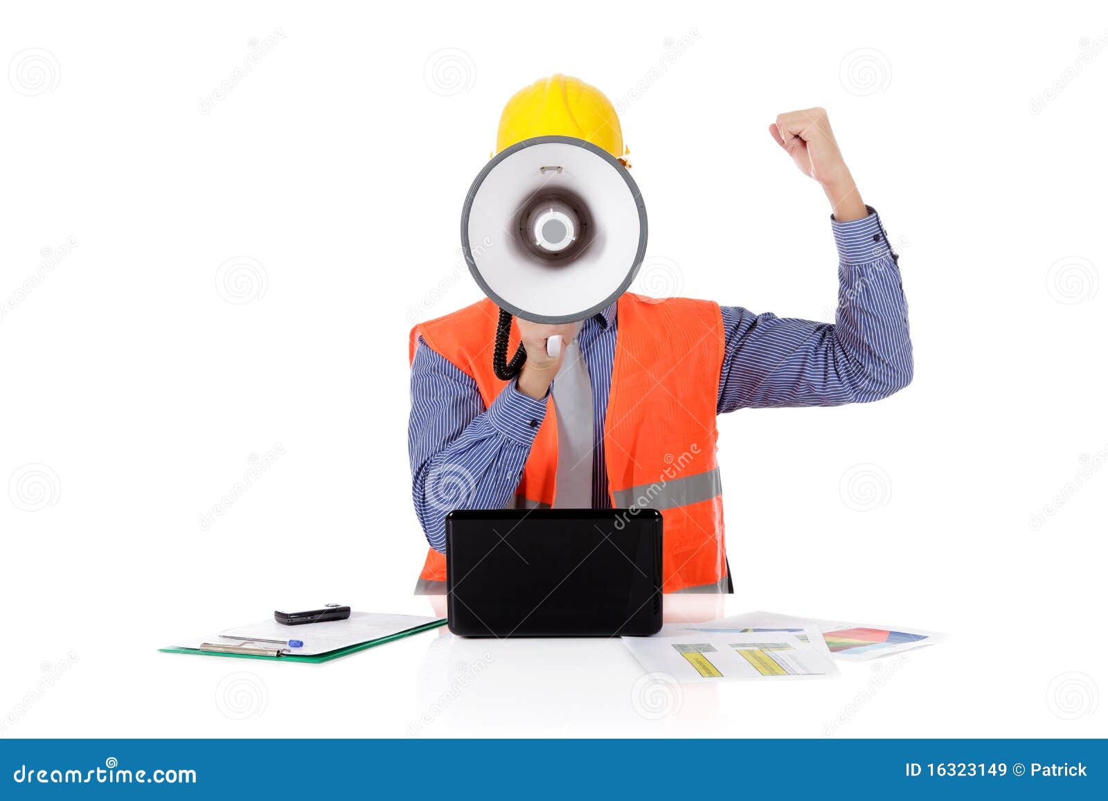 Megaphone Face, Young Caucasian Man Architect Stock Image - Image of ...