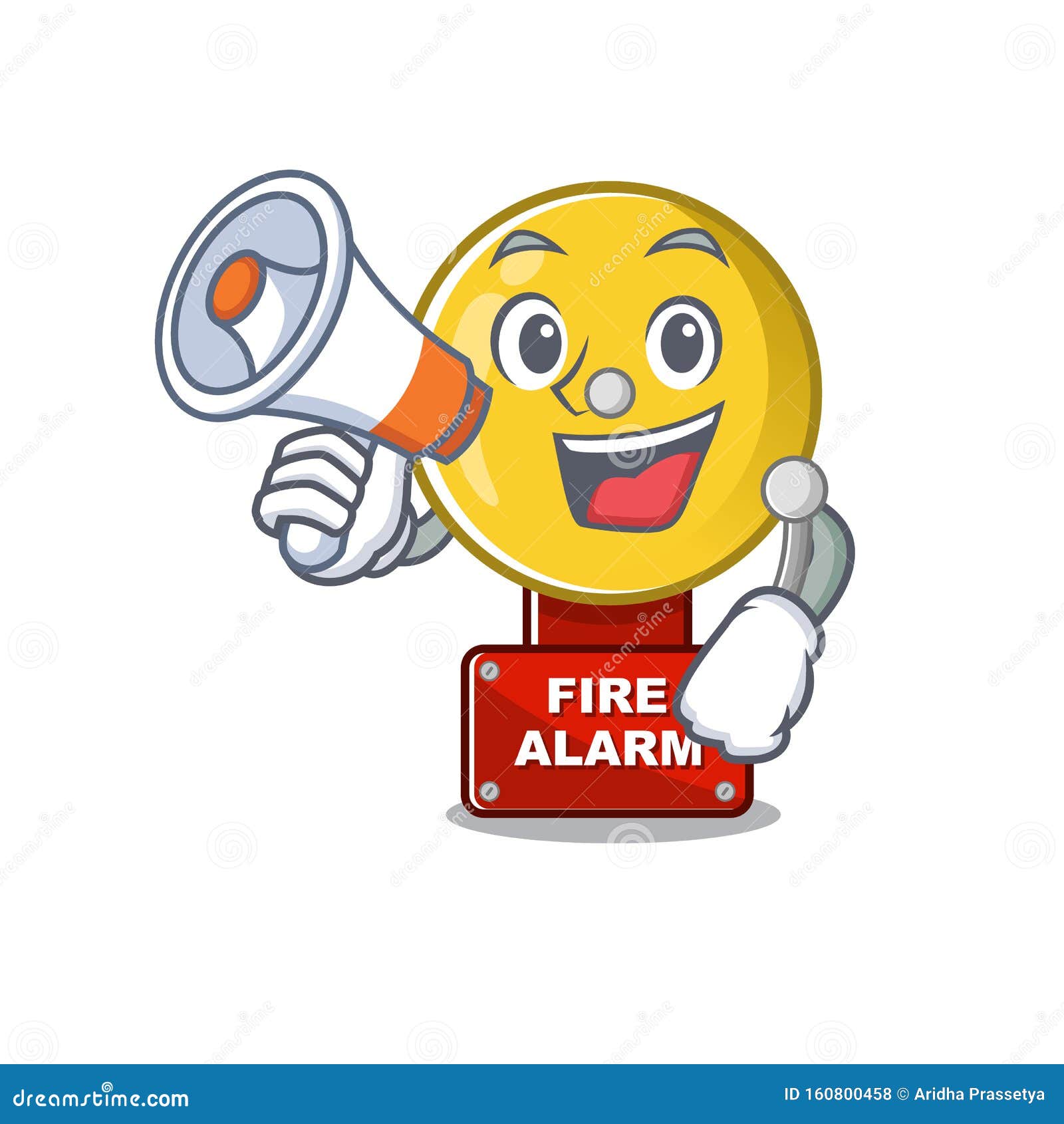 With Megaphone Fire Alarm Stuck the Cartoon Wall Stock Vector ...