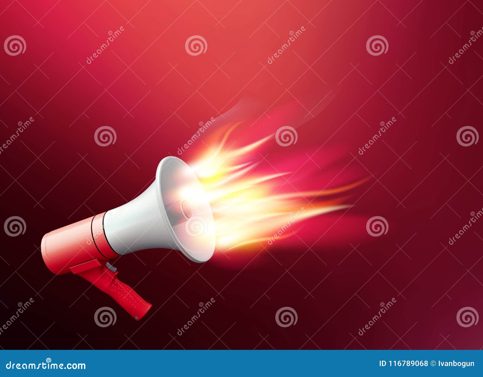 Megaphone with Fire. Realistic Stock Illustration - Illustration of ...