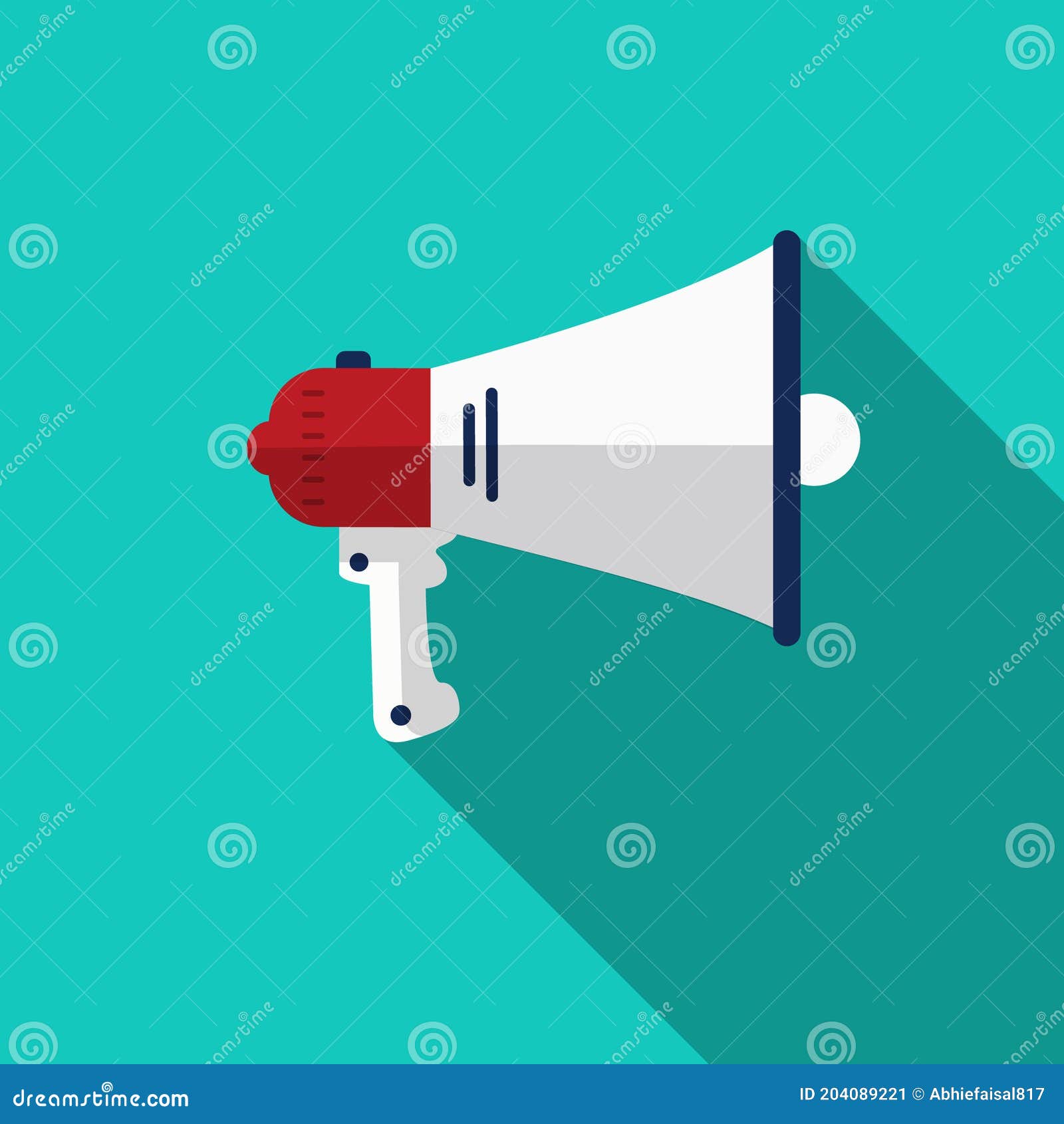 Megaphone Flat Design with Long Shadow Cartoon Vector Illustration ...
