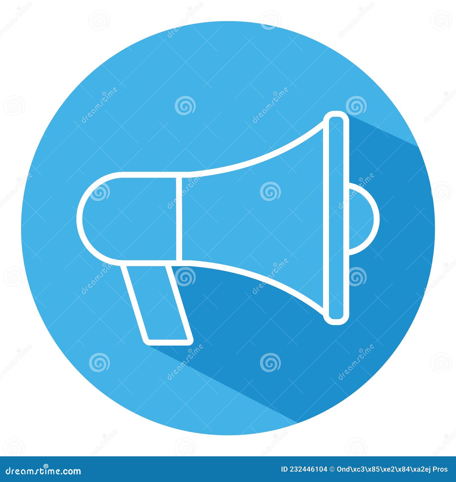 Megaphone Flat Icon in Blue Circle Isolated on White Background ...