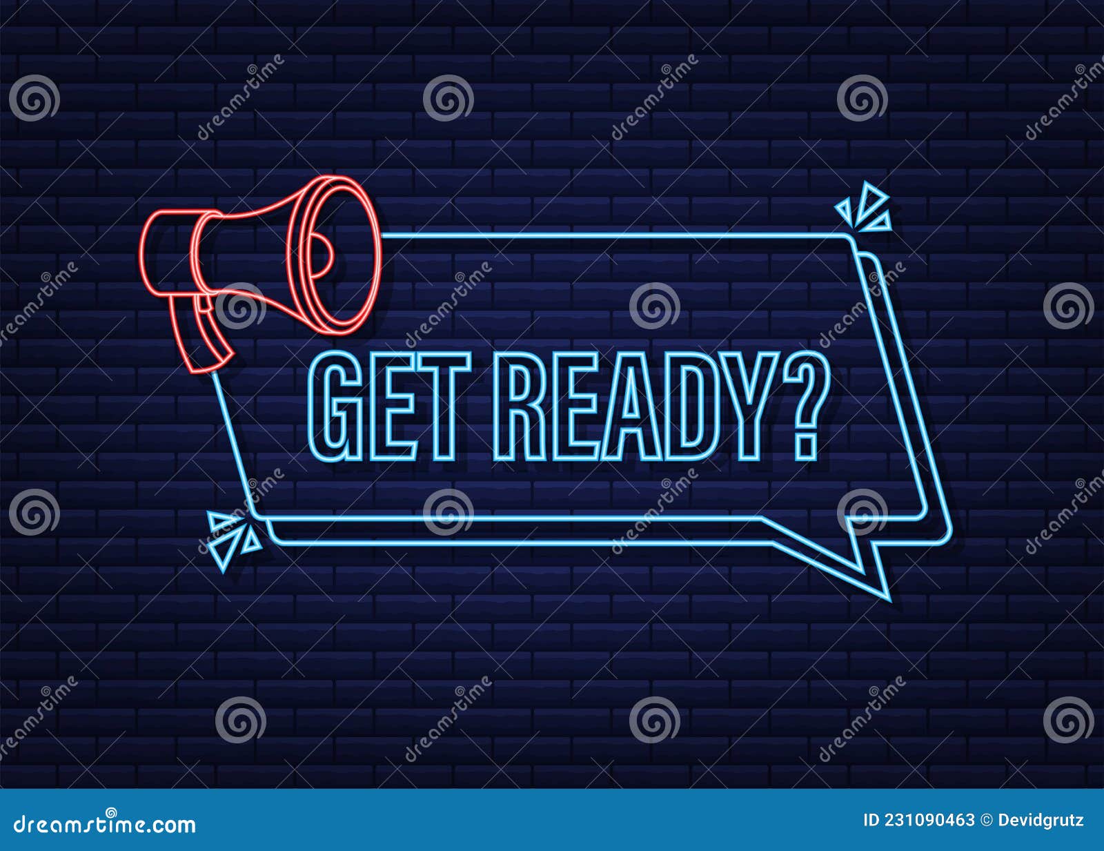 Megaphone with Get Ready. Megaphone Neon Banner. Web Design. Vector ...