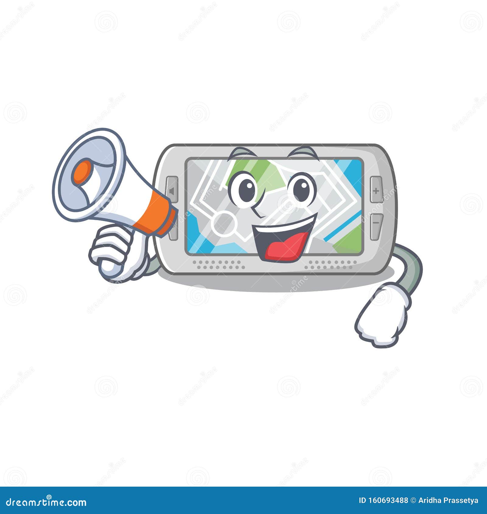 With Megaphone Global Positioning System in the Cartoon Stock Vector ...